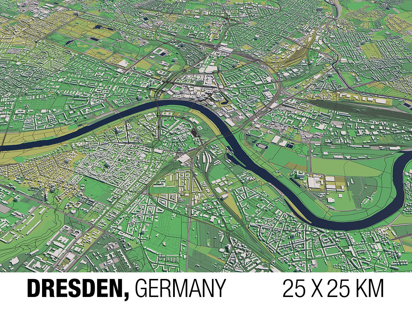 Dresden Germany 25x25km 3D City Map 3D model | CGTrader