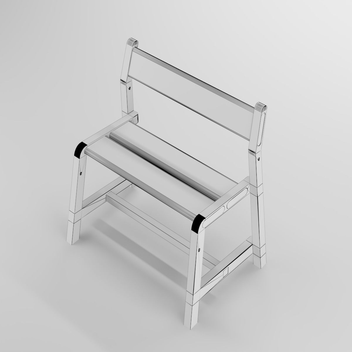 stull wooden chair with seat and back 3D model | CGTrader