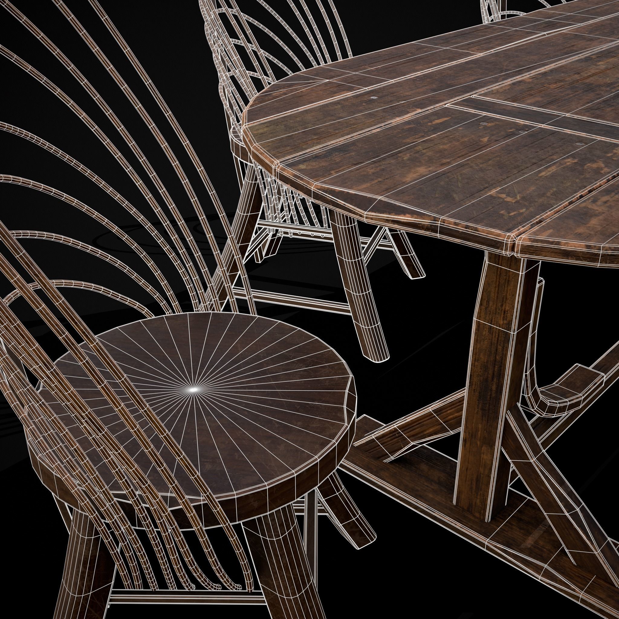 Rustic Table and Bent Stick Chairs 3D Model Collection | CGTrader