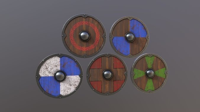 3D model Painted Wooden Sheilds VR / AR / low-poly | CGTrader