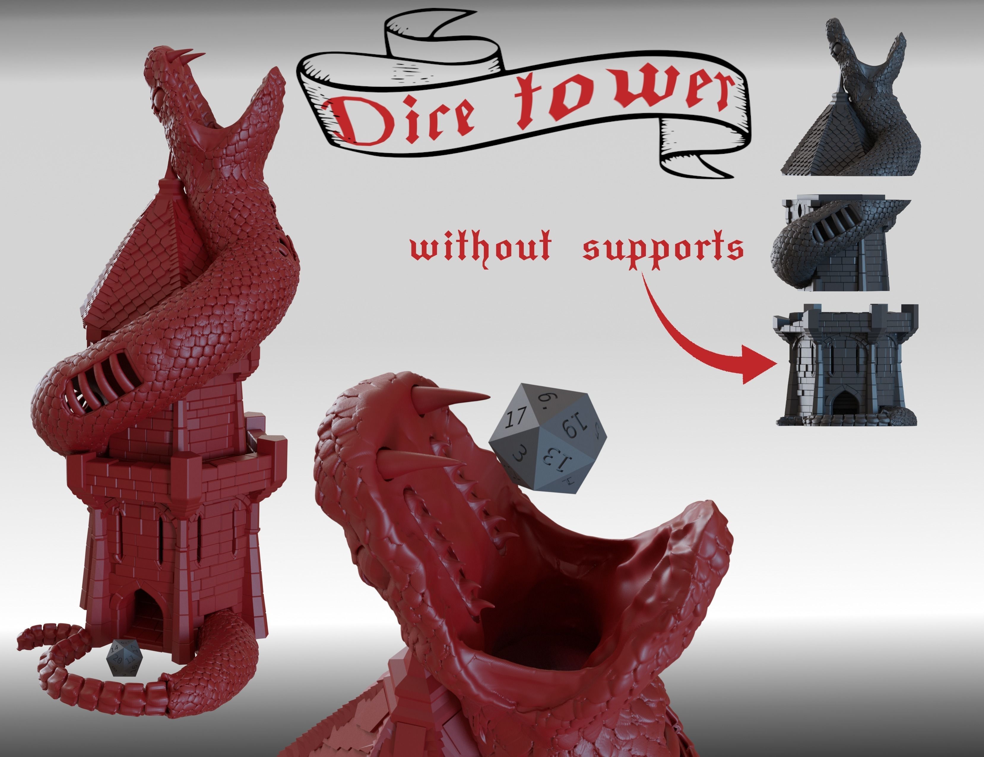 Ambitious Snake Dice Tower 3D model 3D printable | CGTrader