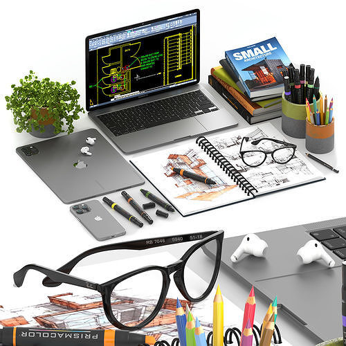 Apple Architecture Work Space Set 3D model | CGTrader