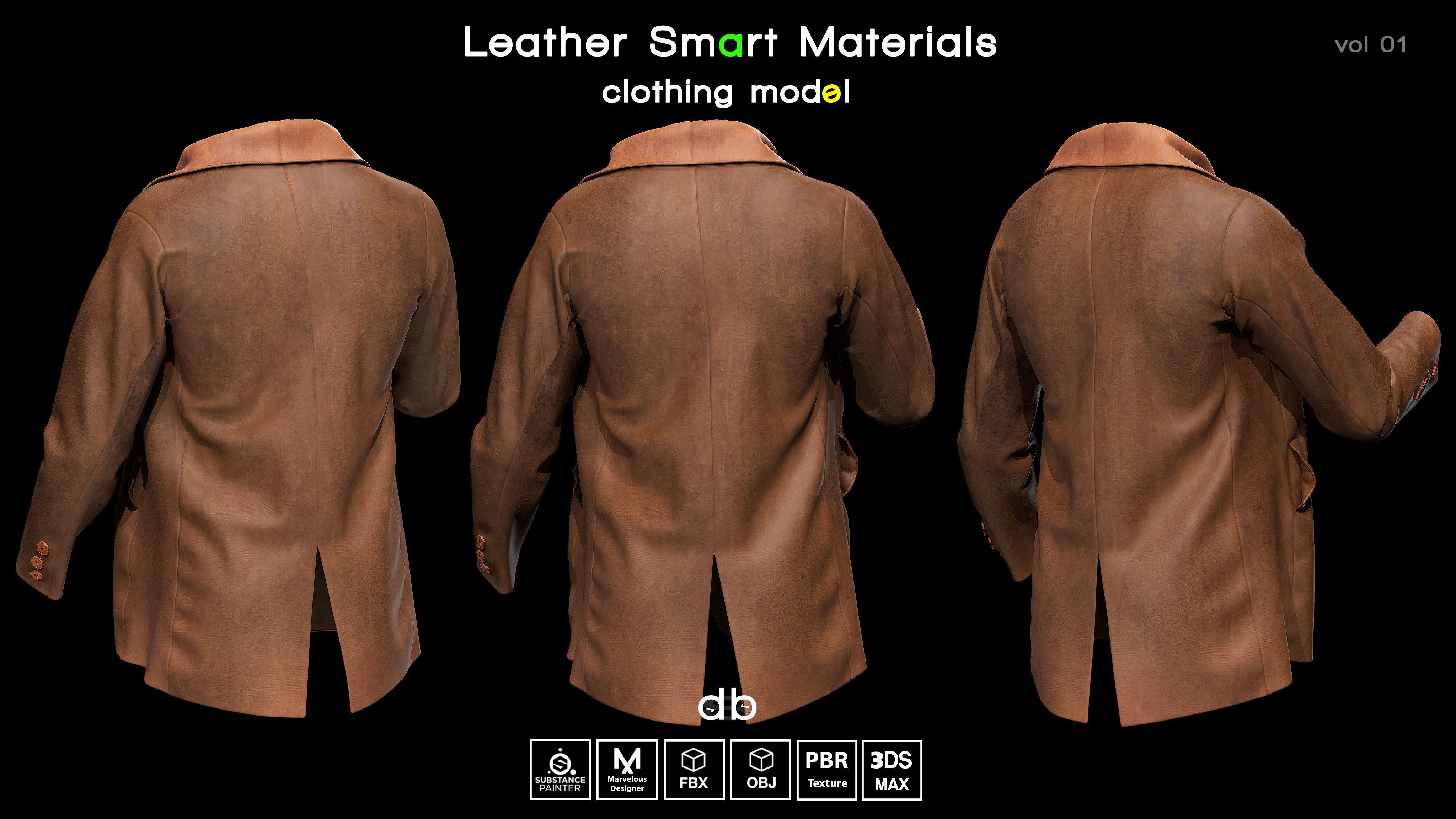 15 Leather Smart Materials and PBR Textures and Clothing Model 3D model ...