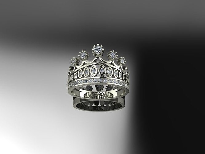 Designer crown ring with diamonds 3D model 3D printable | CGTrader