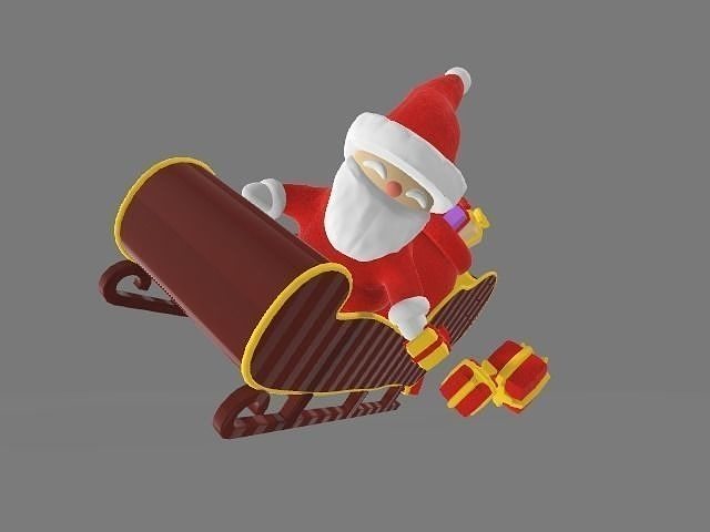 Santa claus riding sleigh 3D model | CGTrader