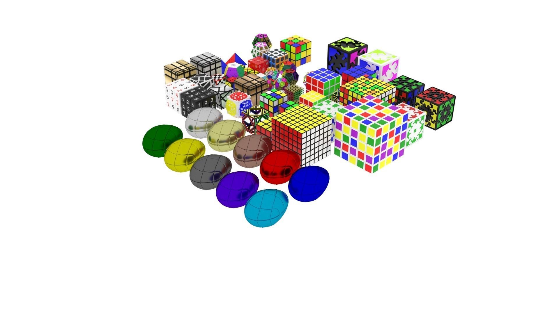 Different Type of Rubiks Cube Collection 3D model | CGTrader