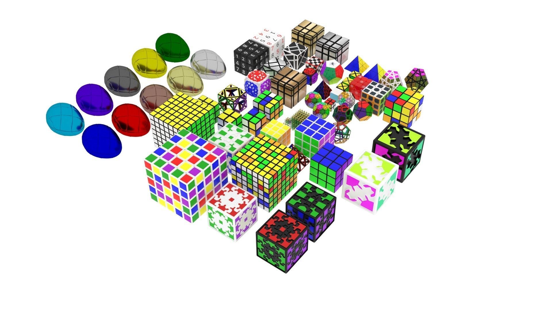 Different Type of Rubiks Cube Collection 3D model | CGTrader