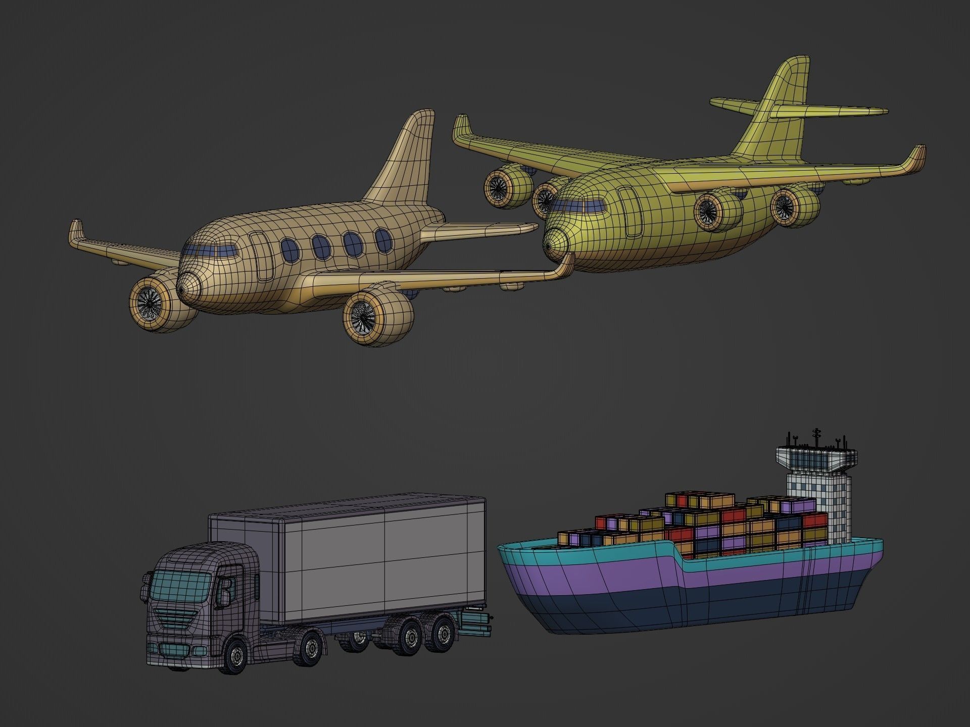3D model Cartoon Transport Vehicles Pack VR / AR / low-poly | CGTrader