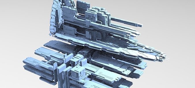 Sci-fi Alien Freighter Launcher 3 3D model | CGTrader