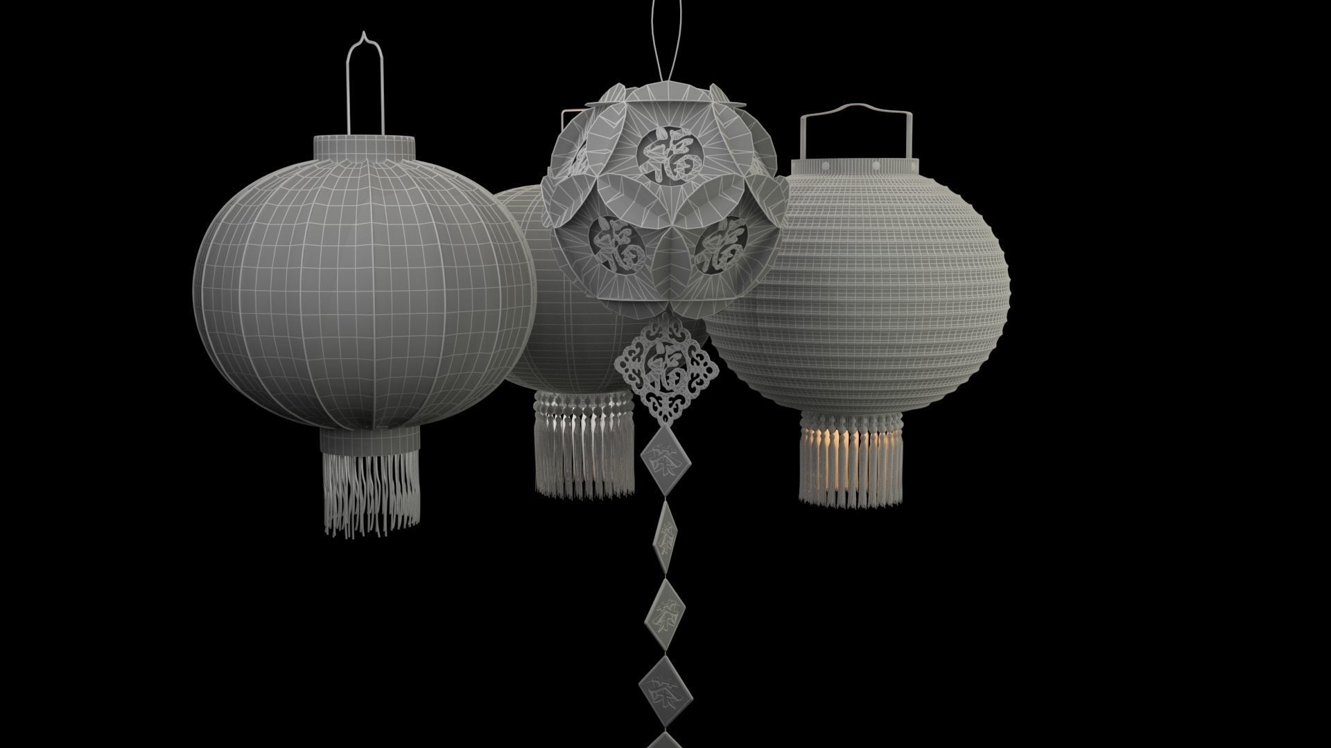 Chinese red lantern 3D model | CGTrader
