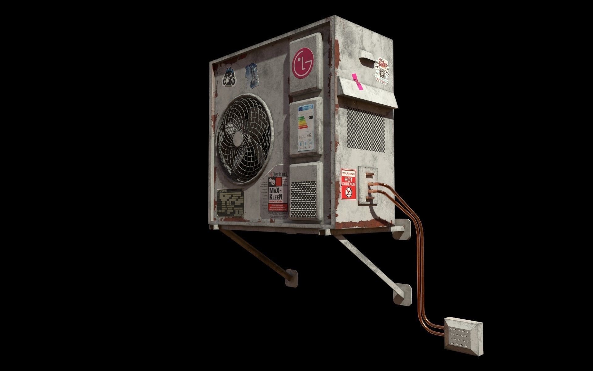 3D model 5 Low Poly Air Conditioner Condenser with 4K PBR textures VR ...