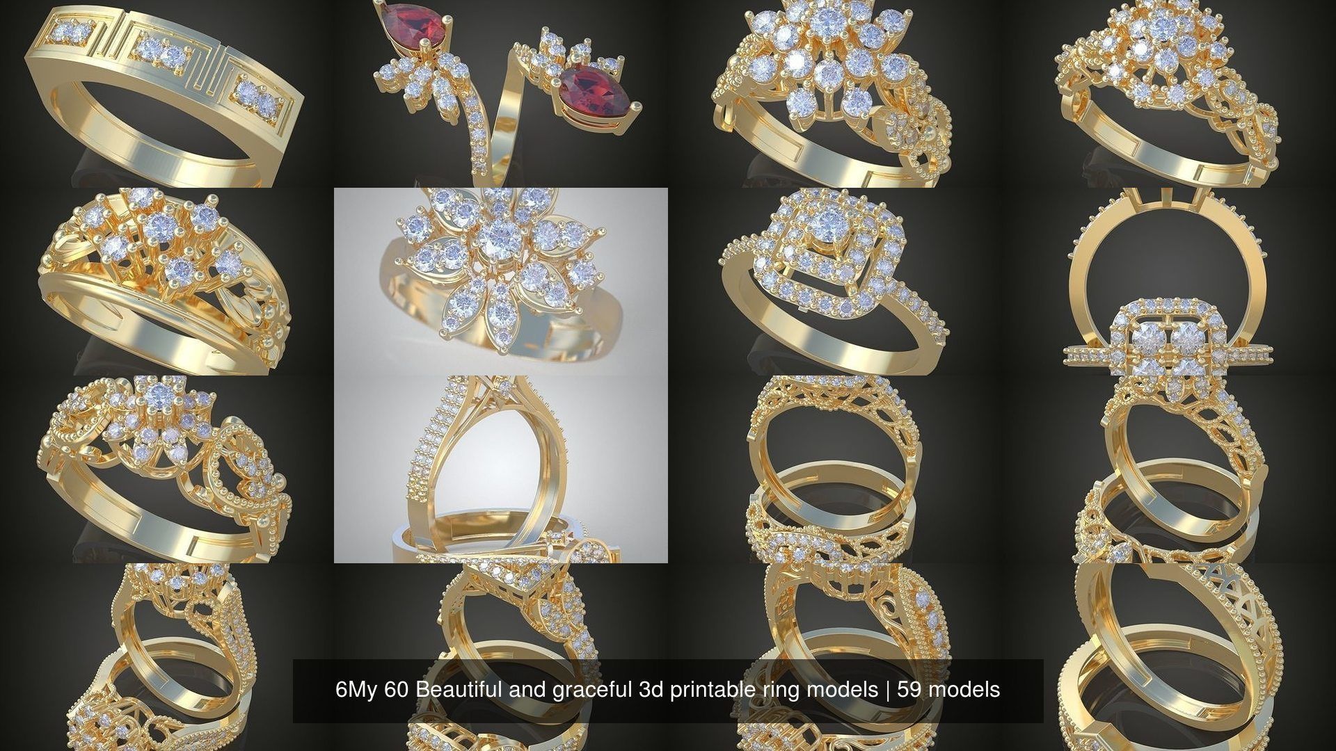 6My 60 Beautiful and graceful 3d printable ring models 3D Model ...