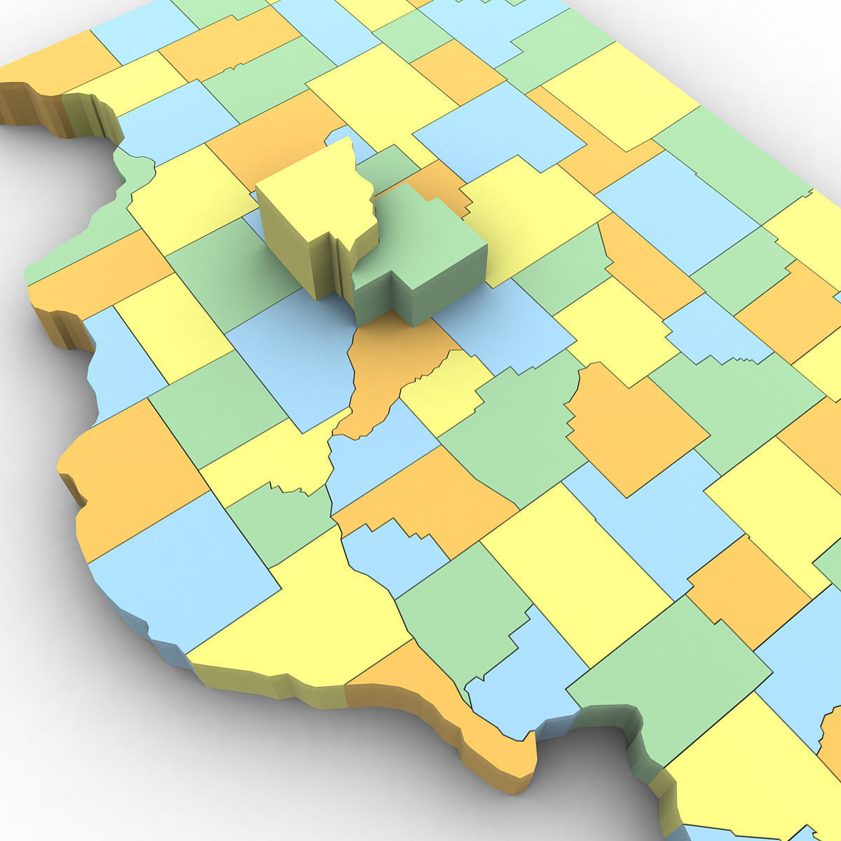 Illinois Political Map 3D model | CGTrader