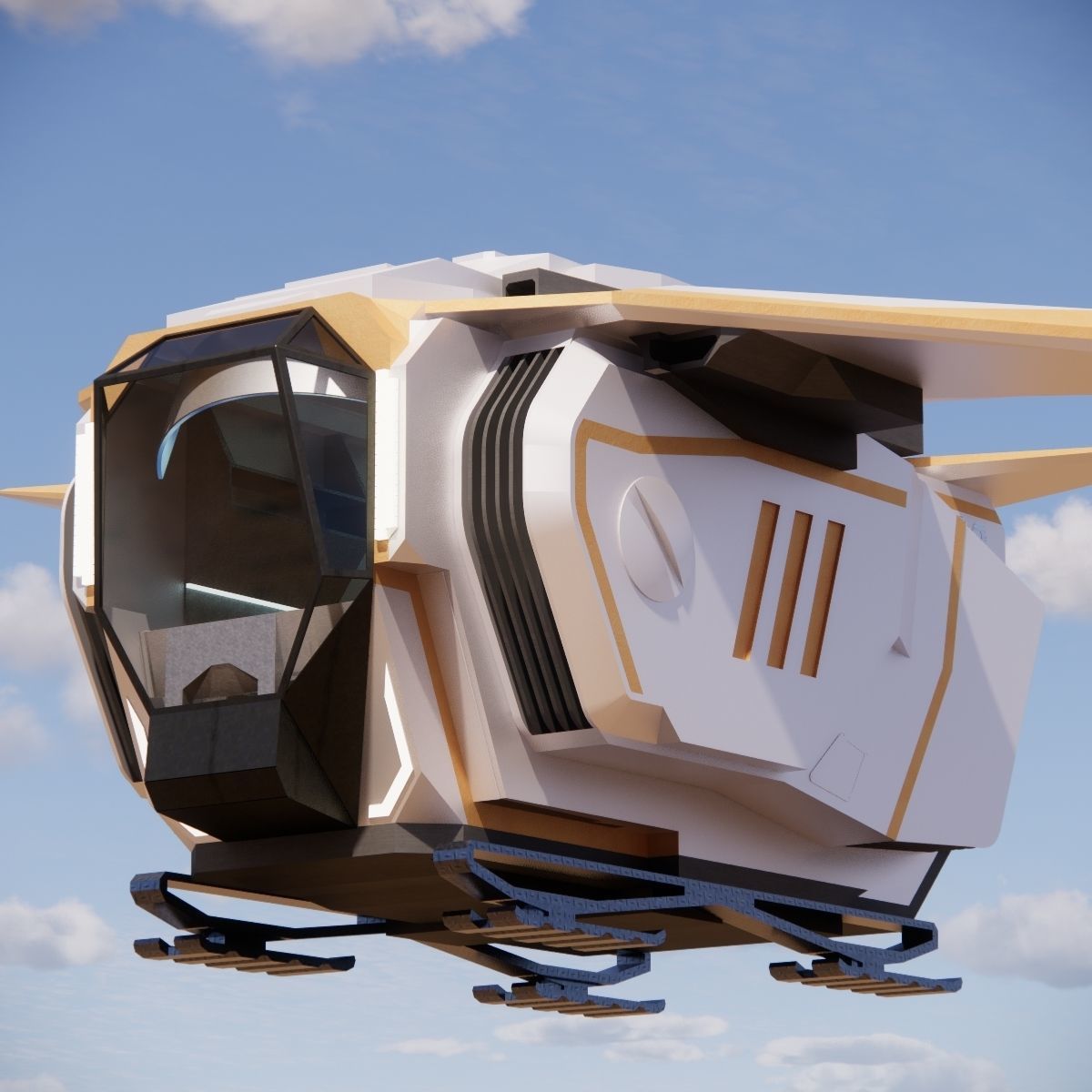 Sci-fi Personal Spacecraft 002 v2 3D model | CGTrader