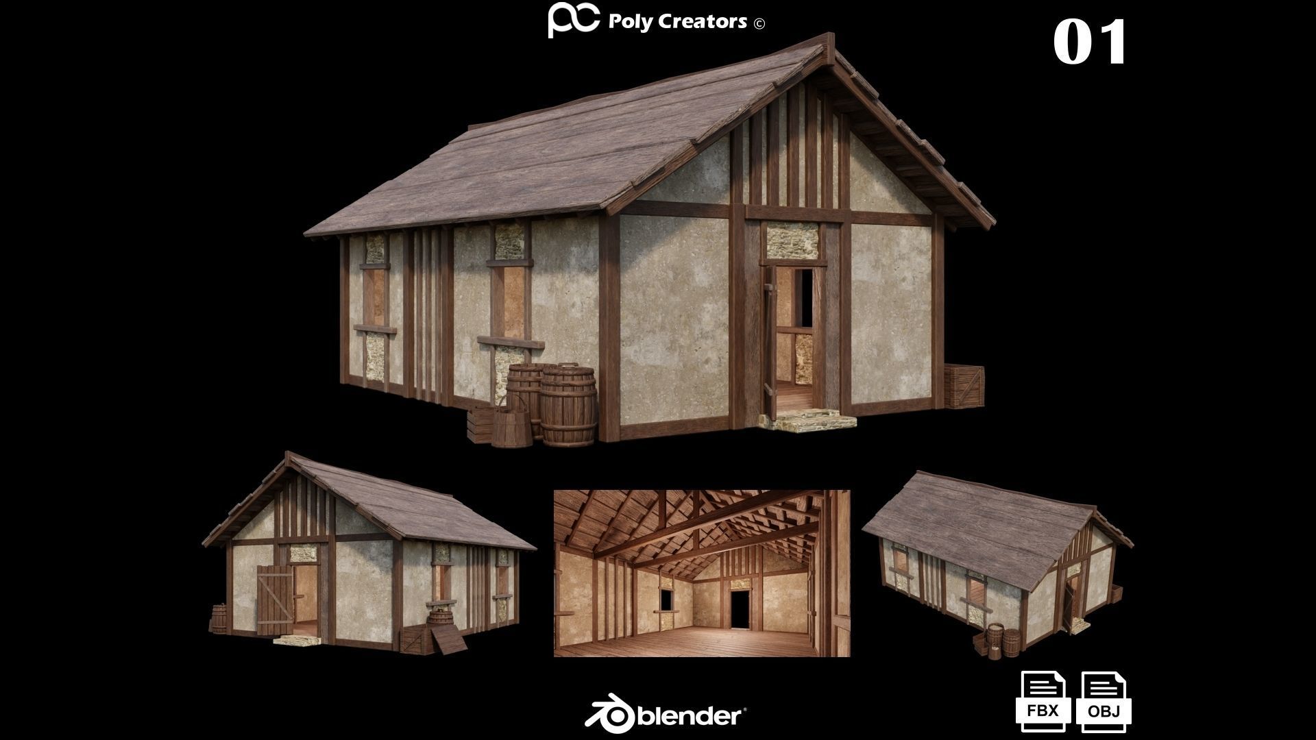3D model Medieval House 01 - 4K Textures Game Ready VR / AR / low-poly ...