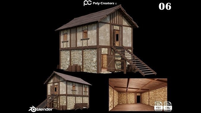 3D model Medieval House 06 - 4K Textures Game Ready VR / AR / low-poly ...