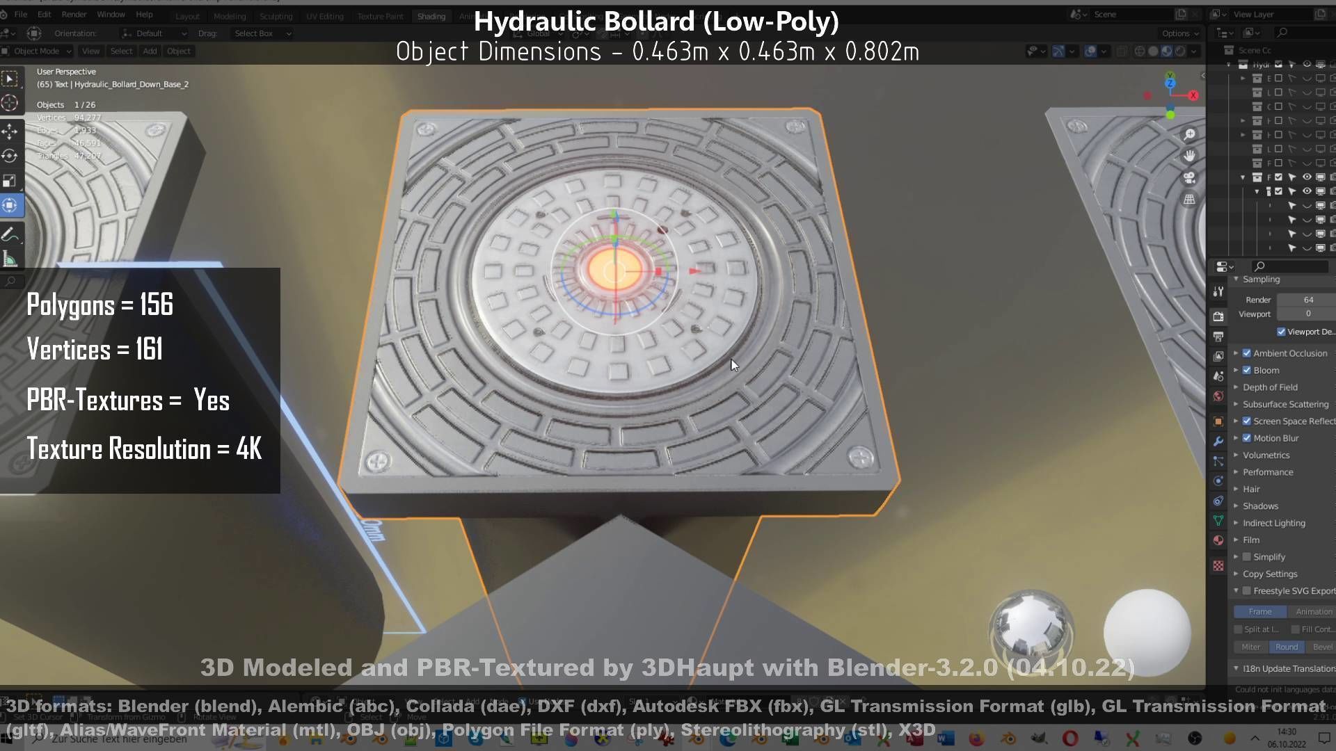 3D model Animted Hydraulic Bollards with LEDs VR / AR / low-poly | CGTrader