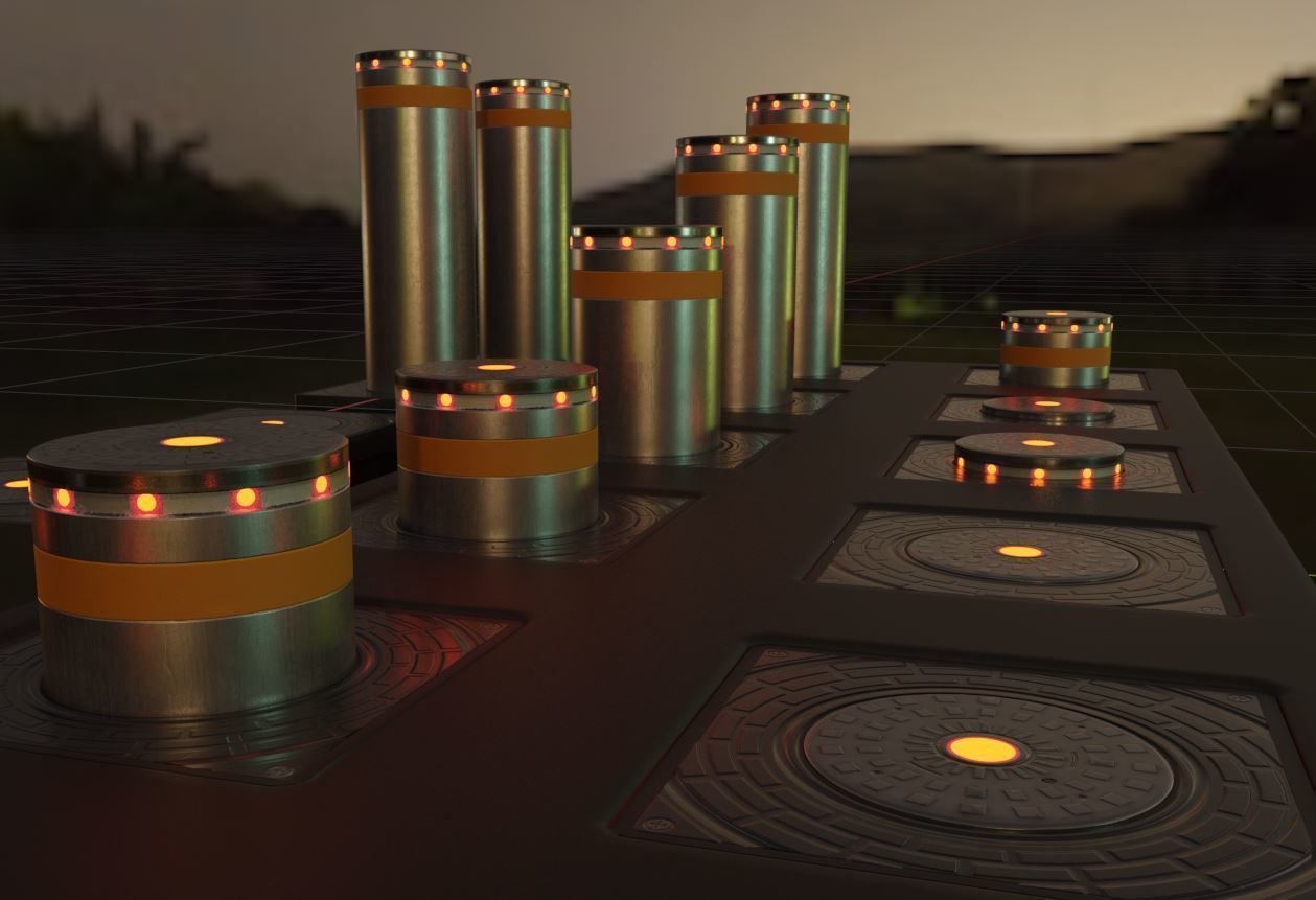 3D model Animted Hydraulic Bollards with LEDs VR / AR / low-poly | CGTrader