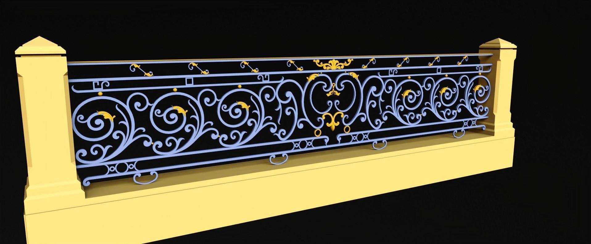 Wrought iron railing 3D model | CGTrader