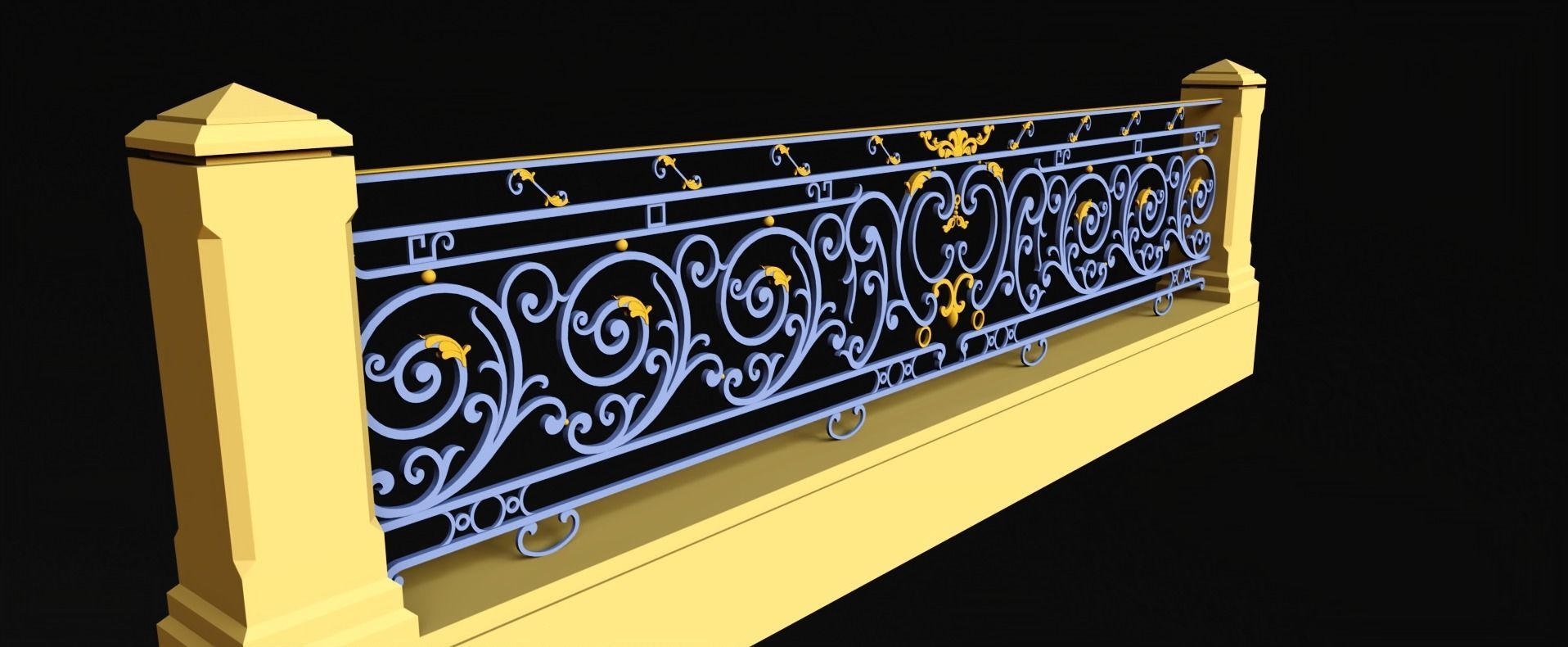 Wrought iron railing 3D model | CGTrader