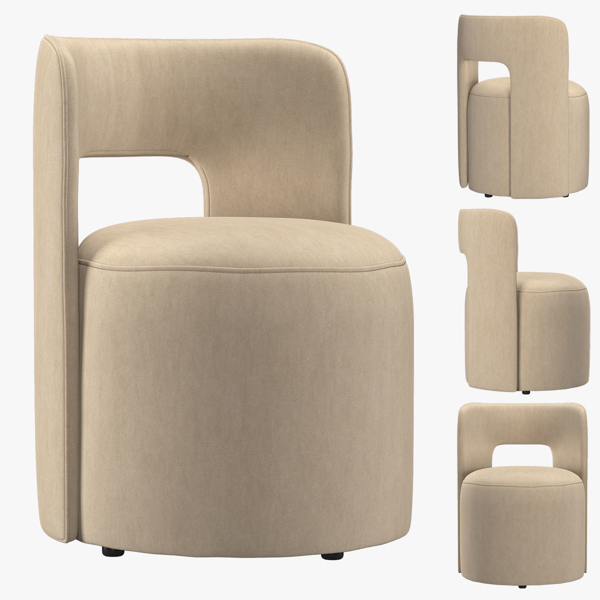 REYNAUX CURVE OPEN BACK LEATHER DINING CHAIR 3D model | CGTrader