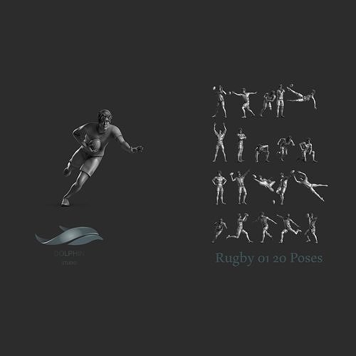 Rugby Poses 01 3D model 3D printable | CGTrader