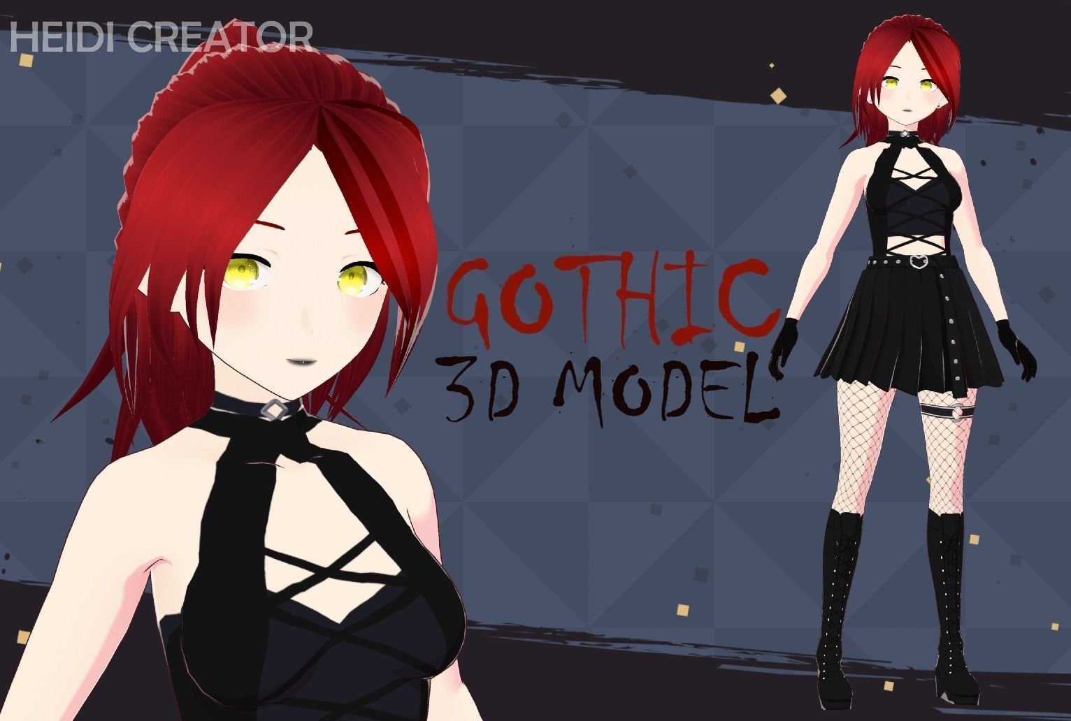 3D model Gothic Vroid 3D Female Vtubing Model VR / AR / low-poly | CGTrader