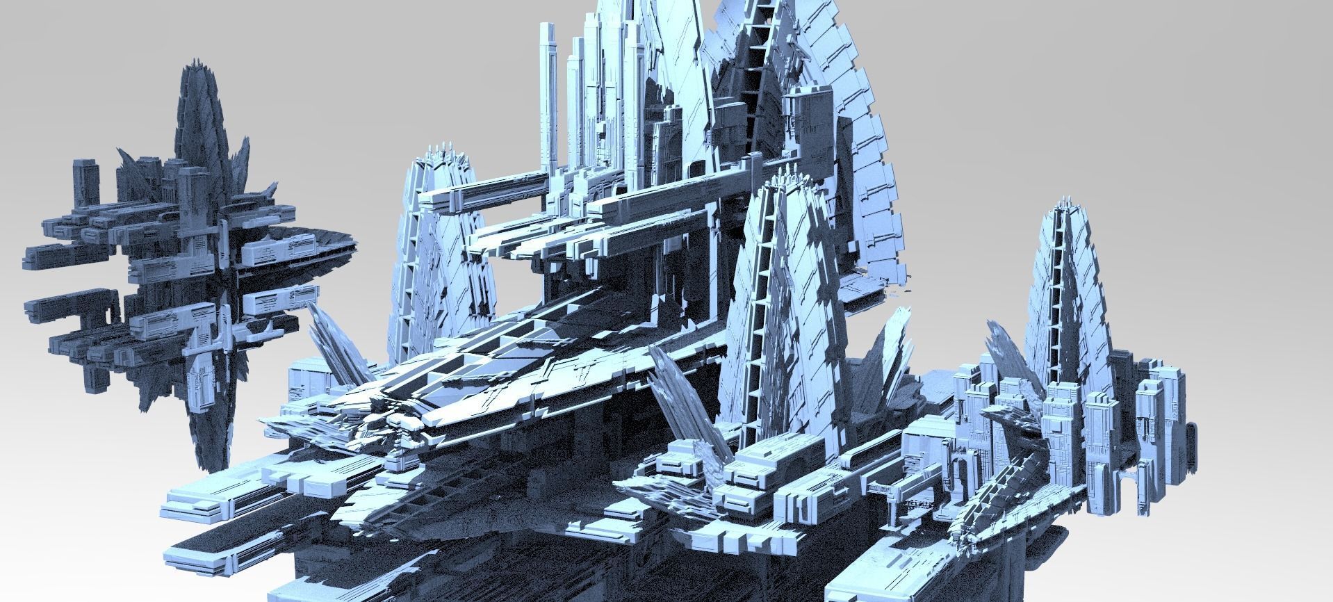 Sci-fi Alien Freighter Launcher Kit bash 1 3D model | CGTrader