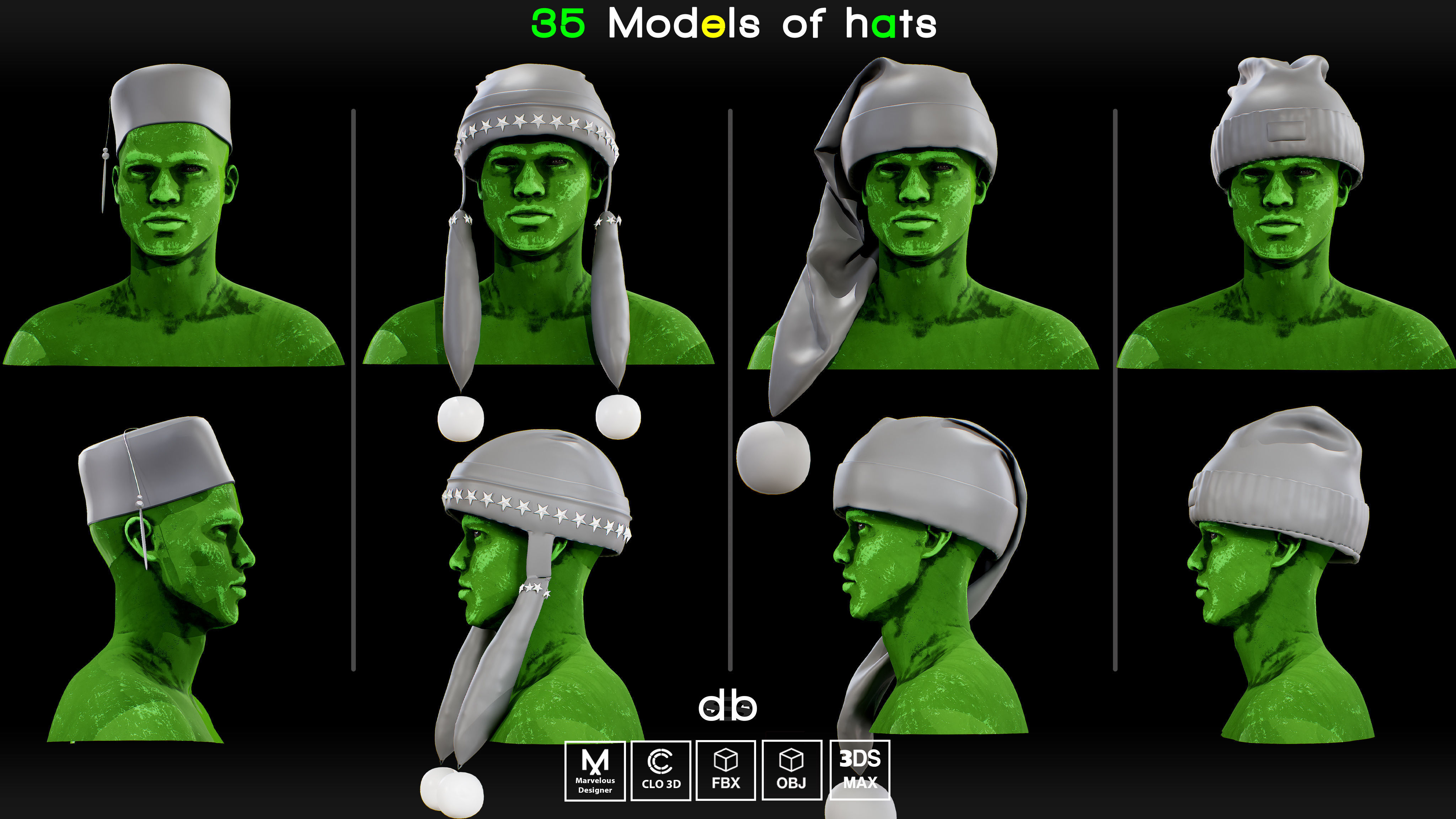 35 Models of hats MD CLO3D PROJECTS OBJ FBX 3ds max 3D model | CGTrader