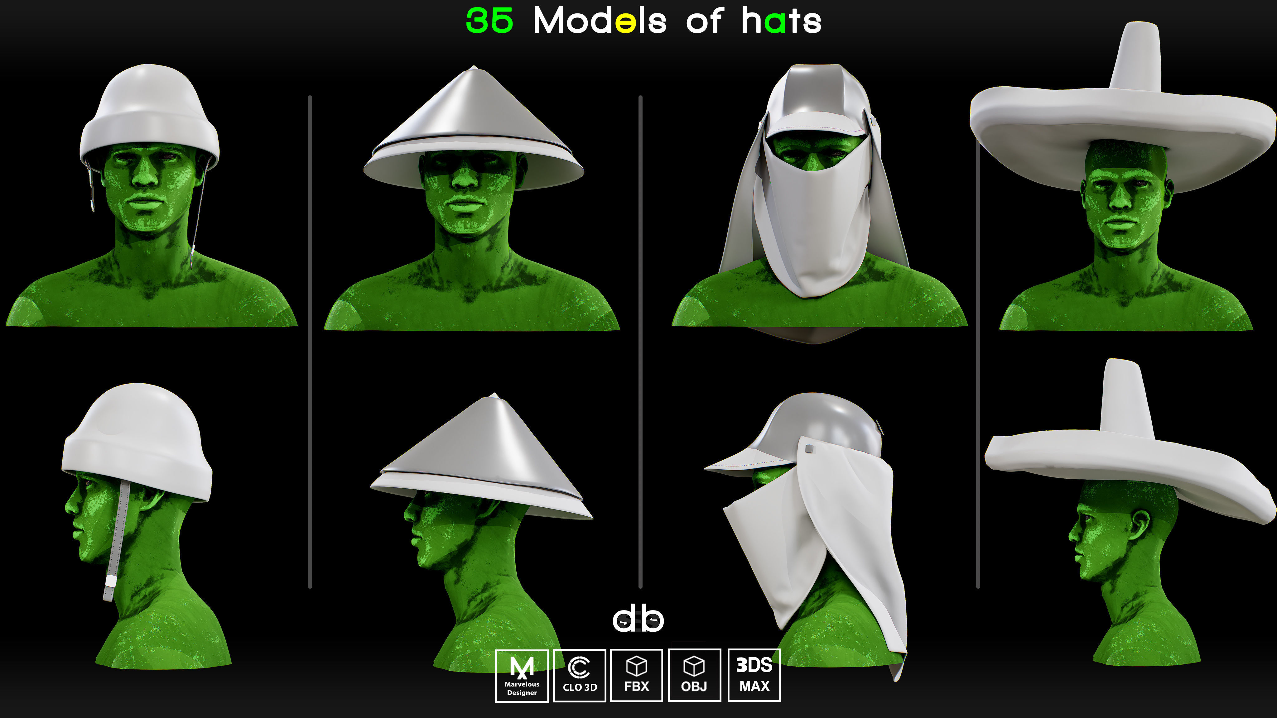 35 Models of hats MD CLO3D PROJECTS OBJ FBX 3ds max 3D model | CGTrader