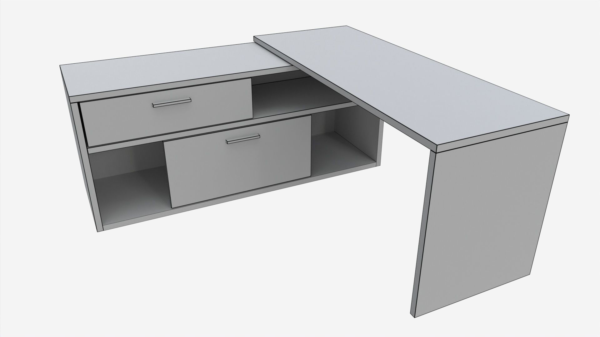 Office Desk L-shape 3D model | CGTrader