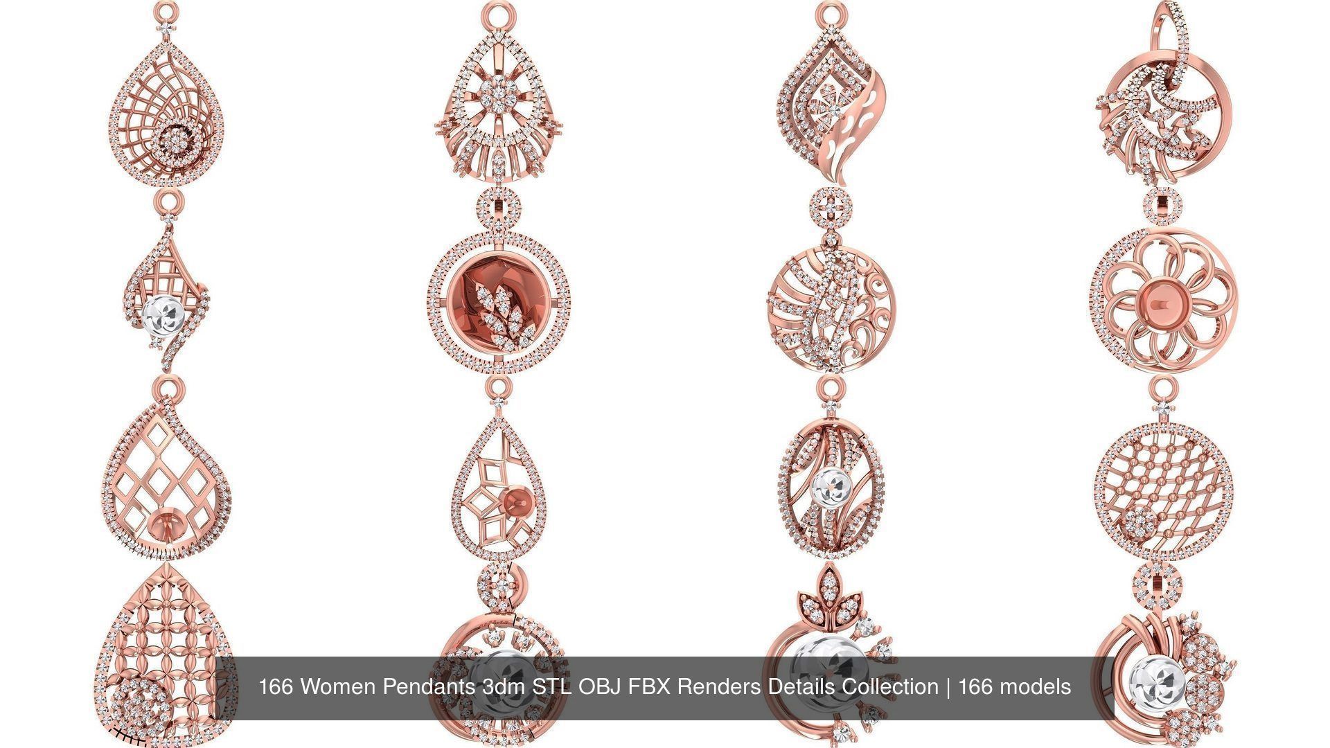 166 Women Pendants 3dm STL OBJ FBX Renders Details Collection | CGTrader