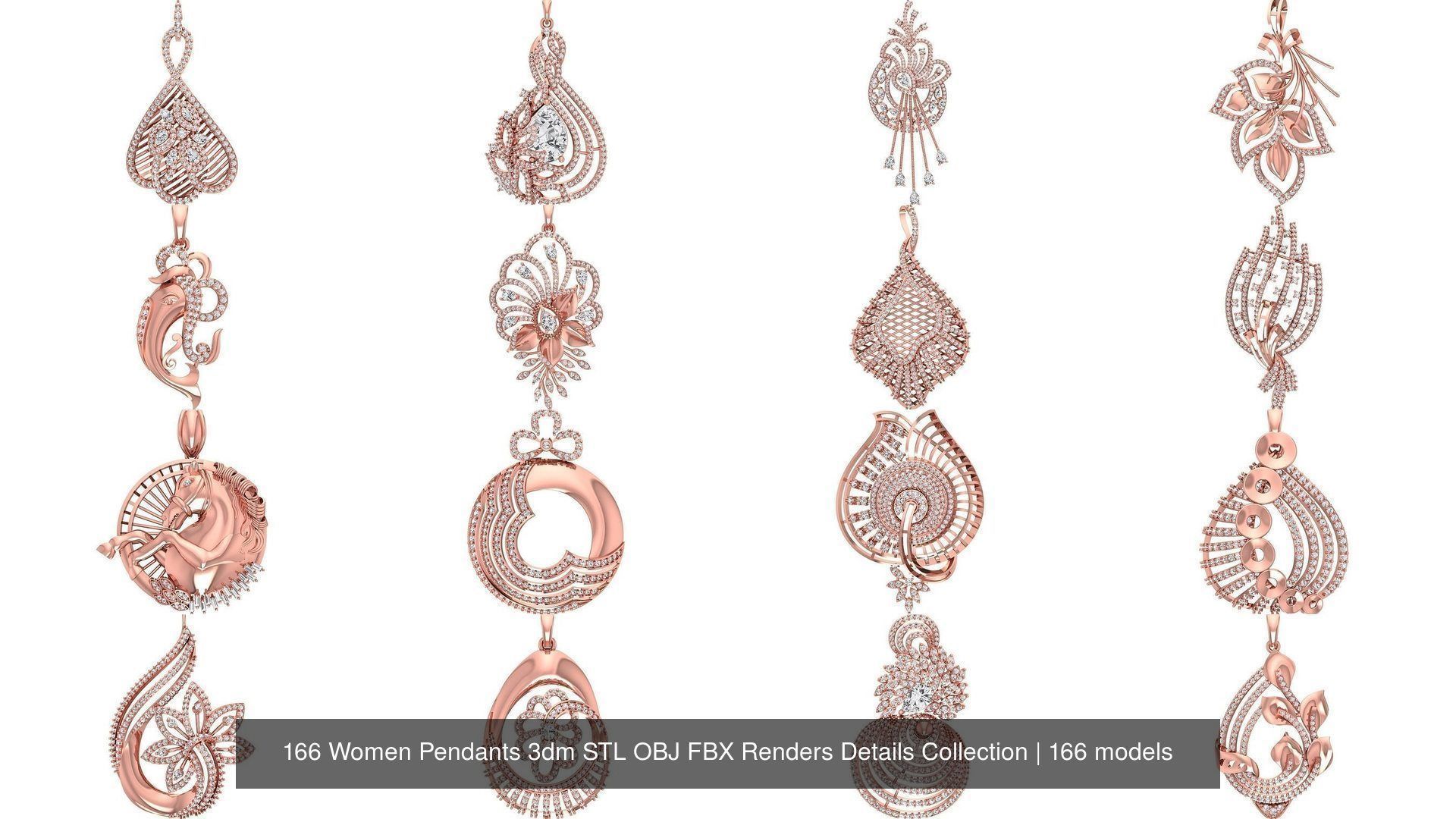 166 Women Pendants 3dm STL OBJ FBX Renders Details Collection | CGTrader