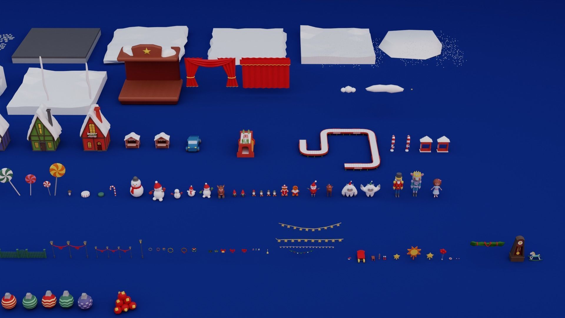 3D model Low Poly Christmas Set VR / AR / low-poly | CGTrader