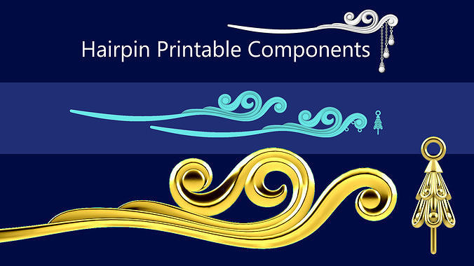 Chinese Scroll Hairstick-Hair Pin-Printable Accessories 3D model 3D ...