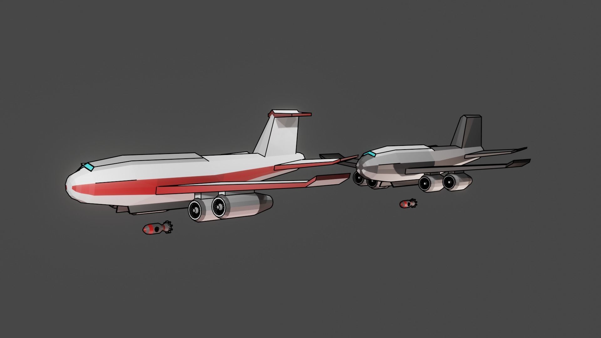 Heavy war Bombardier carrying Heavy Nuke Bomb free VR / AR / low-poly ...
