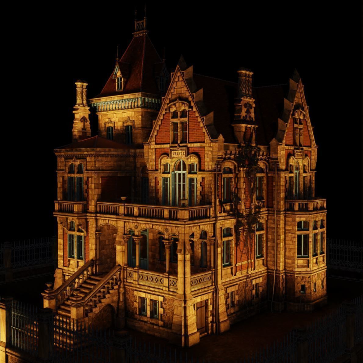 Haunted Neo Gothic Mansion 3D model | CGTrader