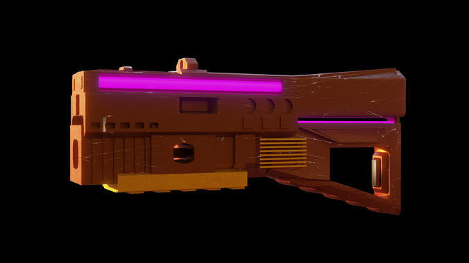 Low poly Cyber Gun designed by me 3D model | CGTrader