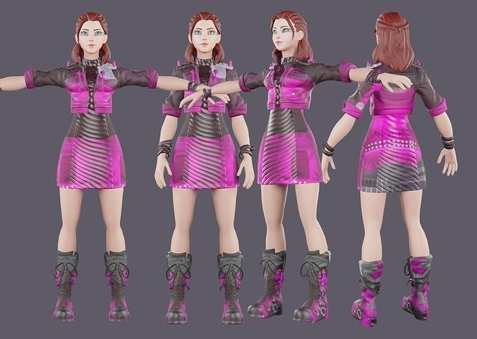 3D model Cyber Cute Girl VR / AR / low-poly | CGTrader