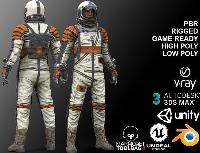 3D model CS04 Space Suit LITE VERSION 4 VR / AR / low-poly rigged ...