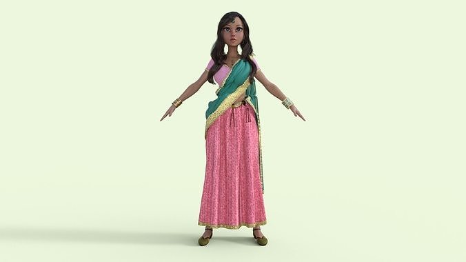Cartoon Indian Woman 3D model | CGTrader