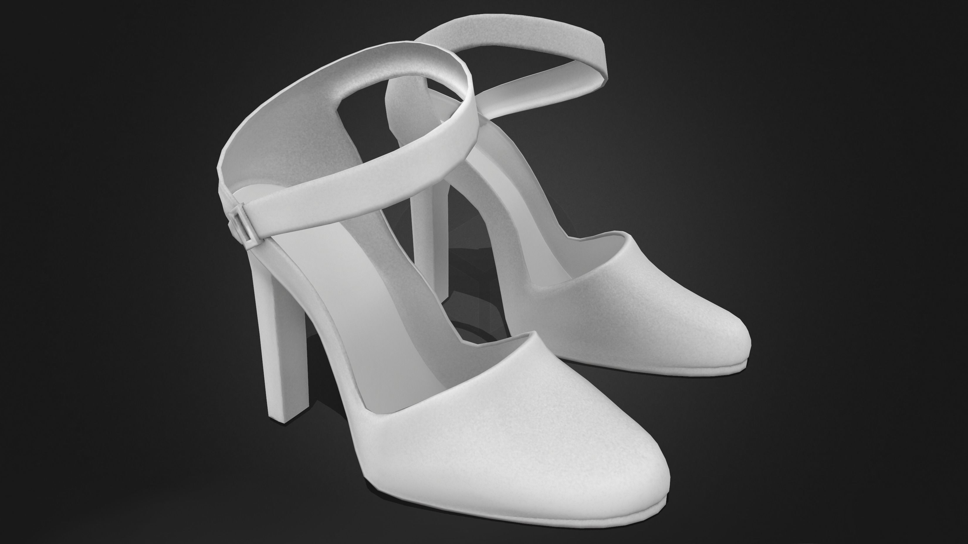 3D model Diagonal Ankle Straps Black High Heel Shoes VR / AR / low-poly ...