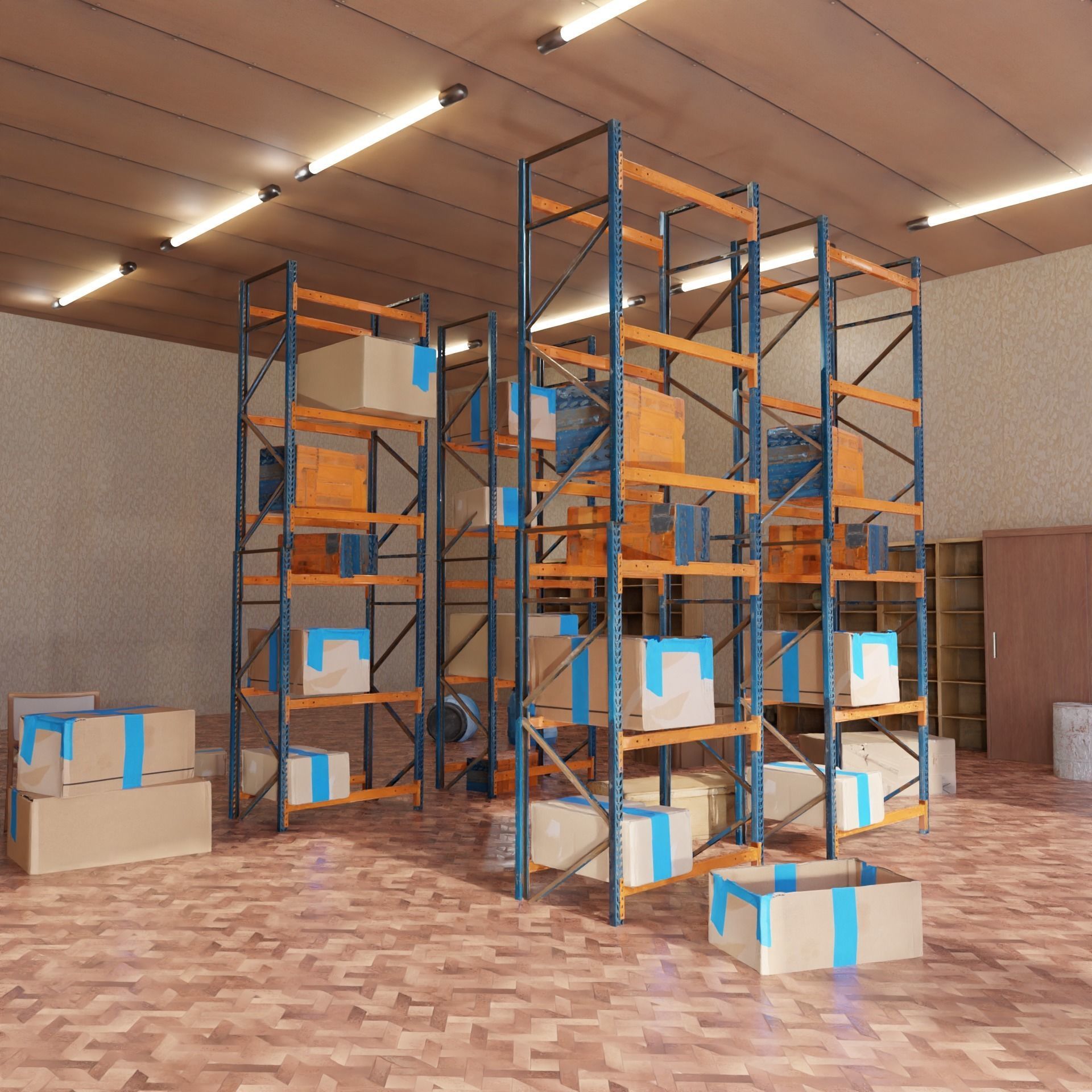 Warehouse full of boxes and Koenigsegg rigged car 3D model rigged ...