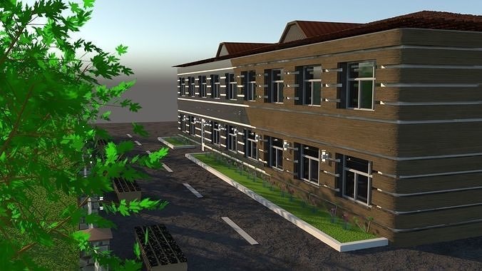 school building 3D model rigged | CGTrader