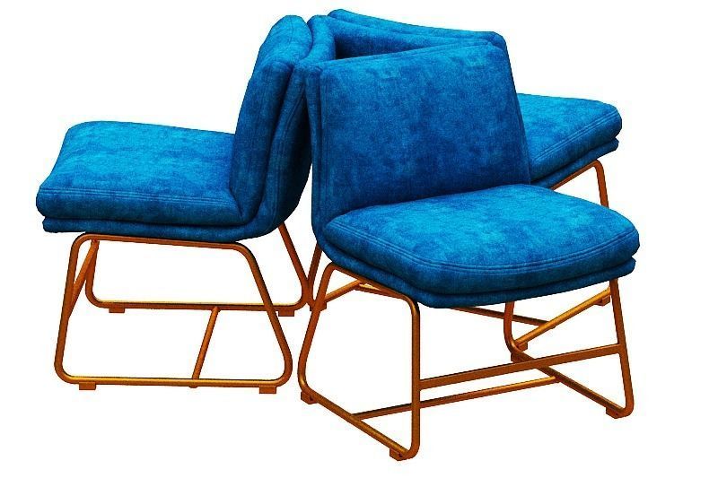 3D model contemporary tri chair fabric and gold foil VR / AR / low-poly ...