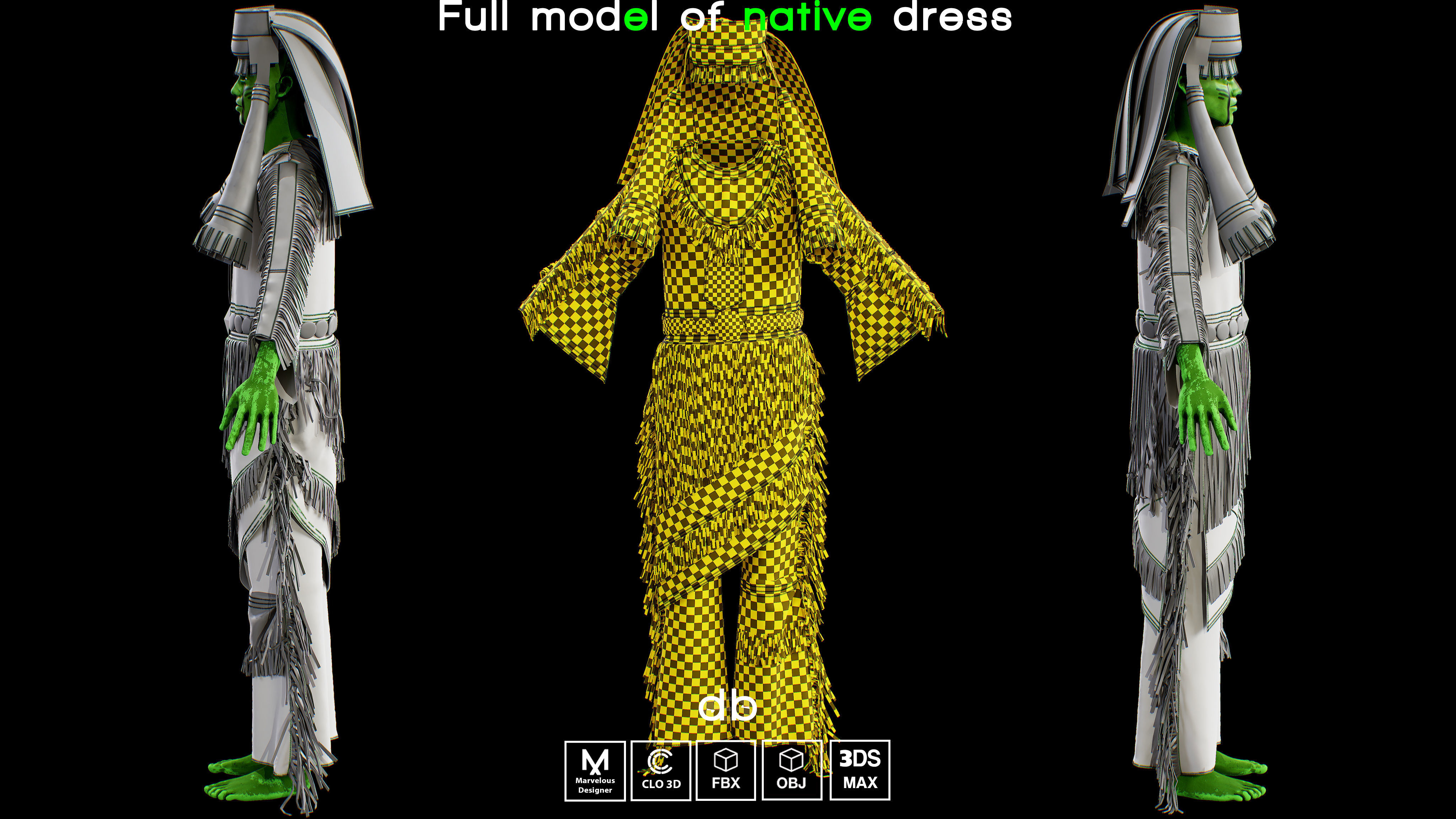 Full model of native dress MD CLO3D PROJECTS OBJ FBX 3D model | CGTrader