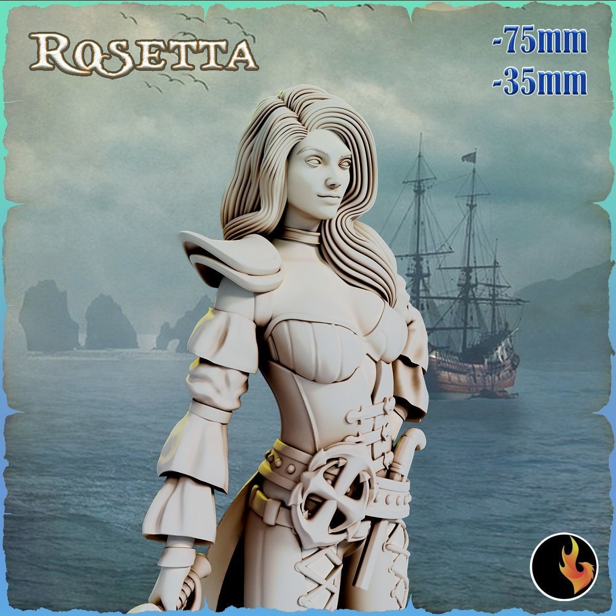 Rosetta female pirate 3D model 3D printable | CGTrader