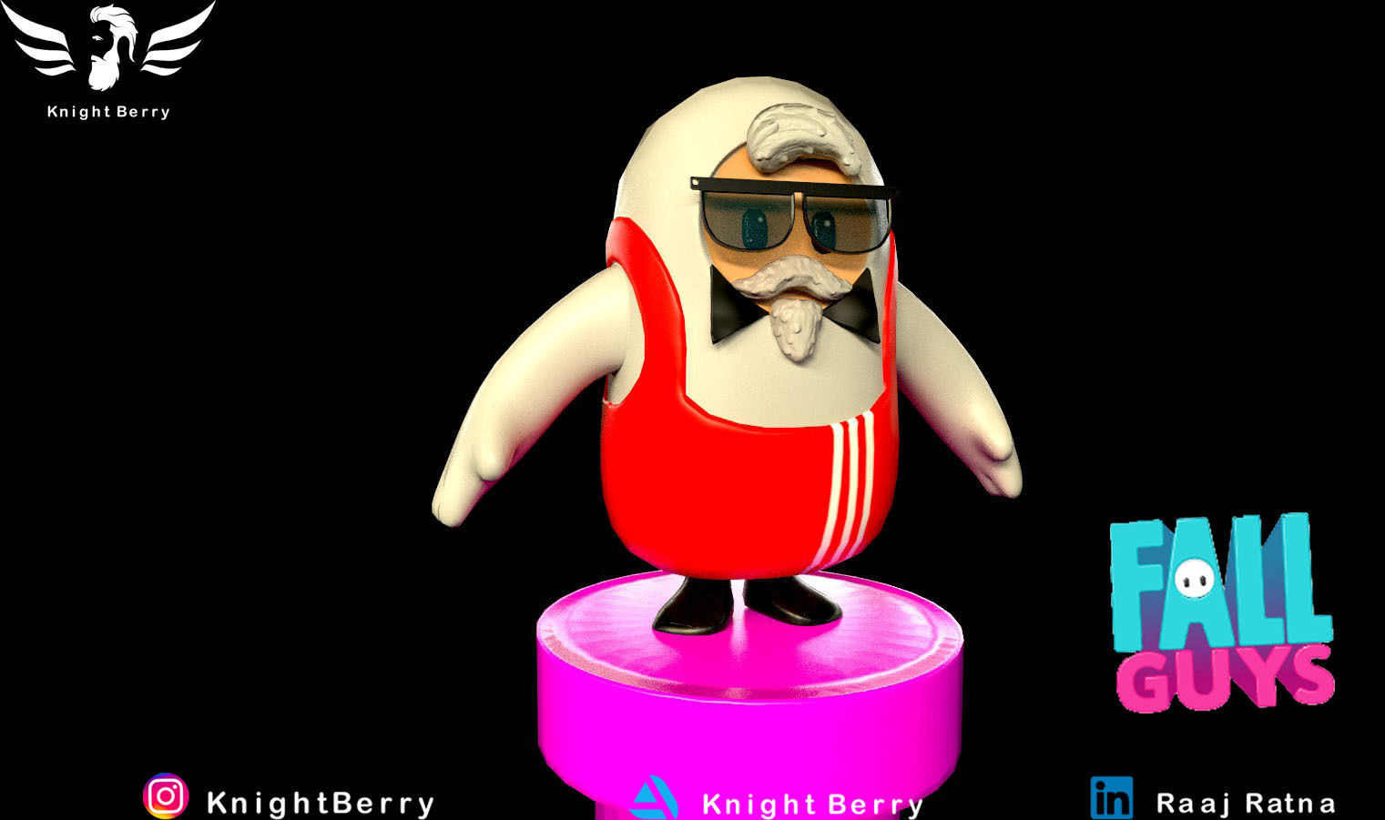 3D model Fall Guys KFC Old guy Skin VR / AR / low-poly | CGTrader