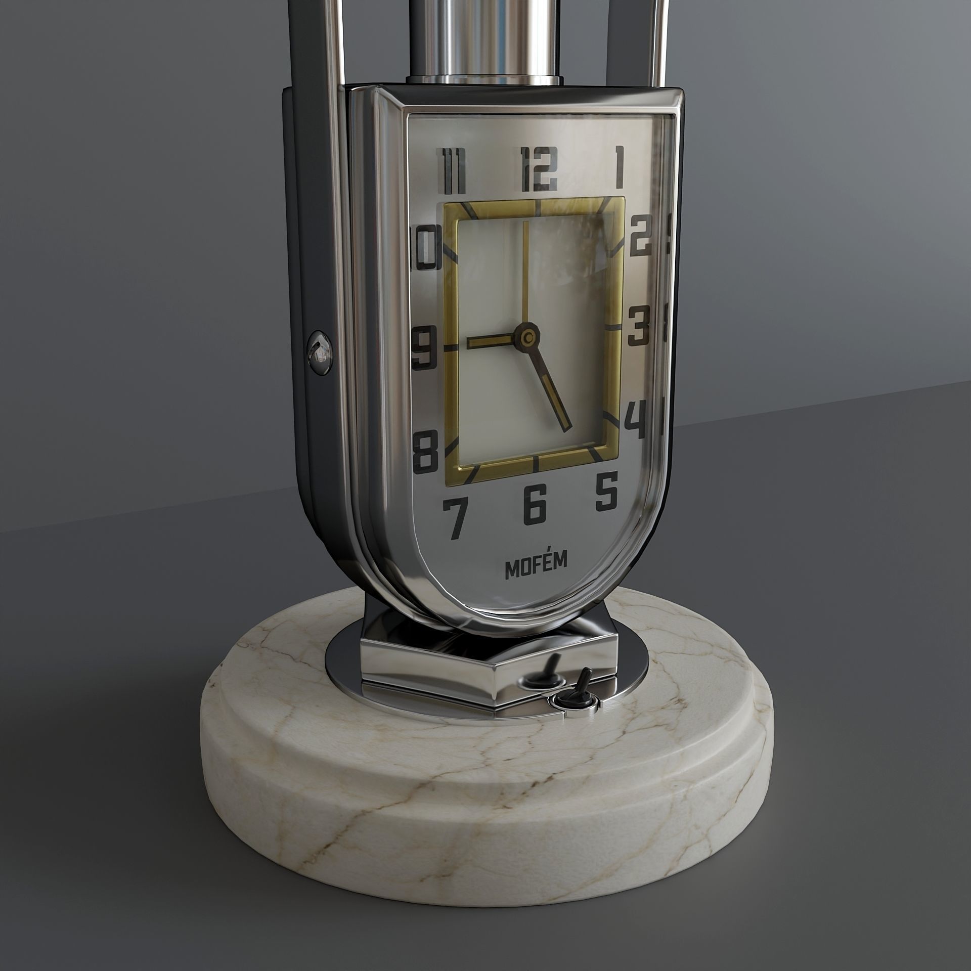 Art Deco table clock lamp 3D model | CGTrader