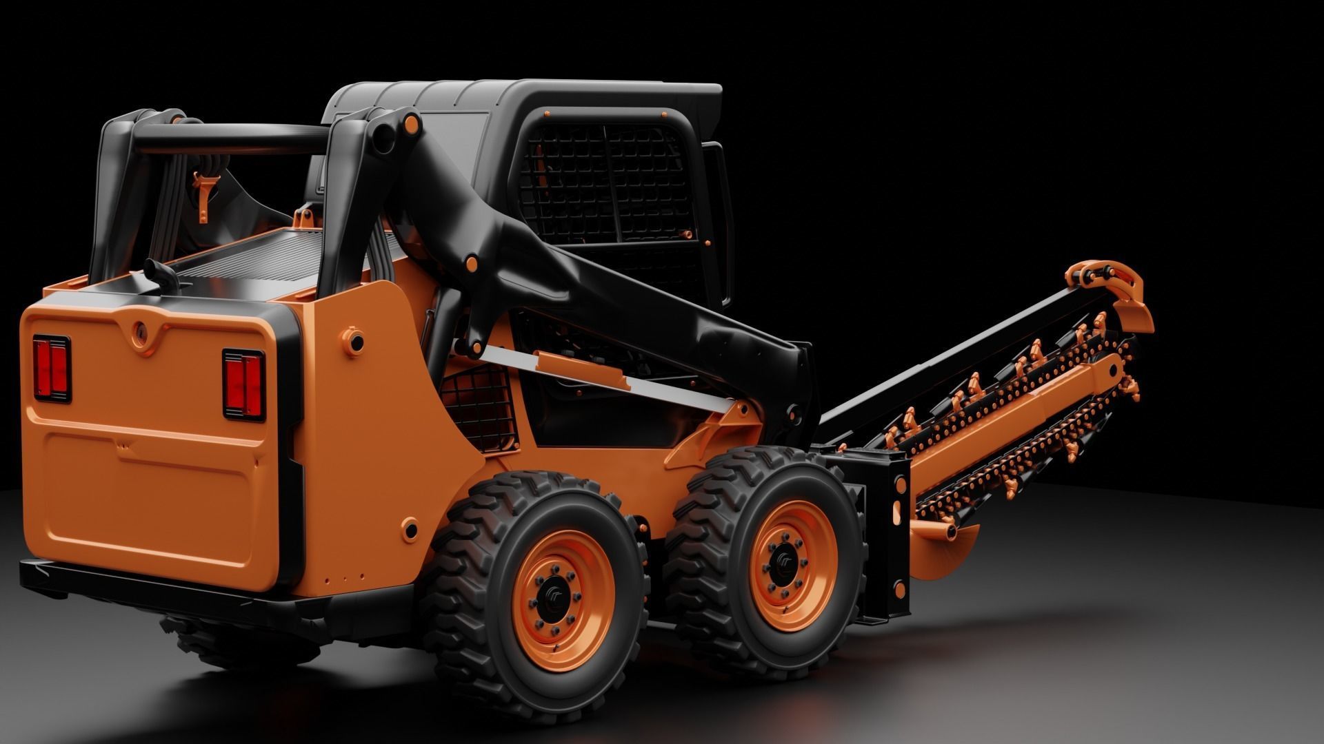 Compact Wheel Loader with Trencher 3D model | CGTrader